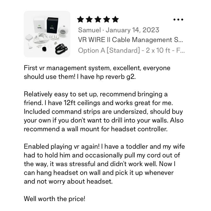 VR WIRE II - The Ultimate VR Cable Management System – LORD OF LEISURE VR